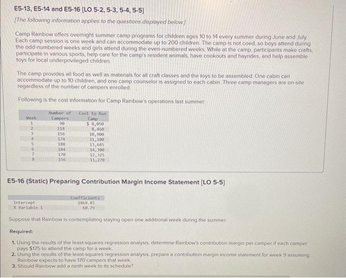 Solved E5-13, E5-14 and E5-16 [LO 5-2, 5-3, 5-4, 5-5] [The | Chegg.com