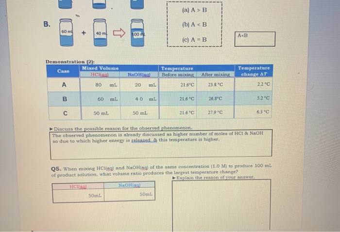 Solved Temperature Before Mixing After Mixing 20°C 28°C | Chegg.com