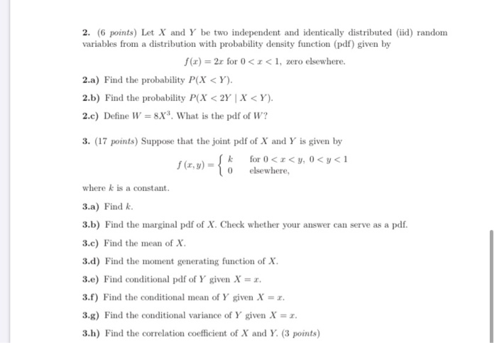 Solved 2 6 Points Let X And Y Be Two Independent And