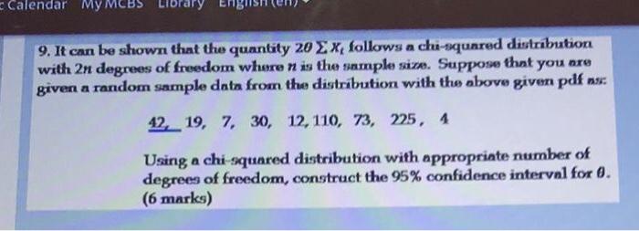 Solved - Calendar MY MCBS Library 9. It can be shown that | Chegg.com
