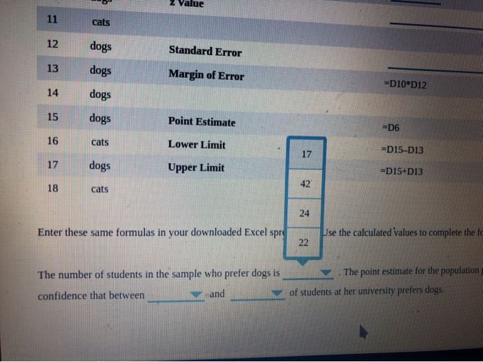 8. Using Excel - Constructing an interval estimate | Chegg.com