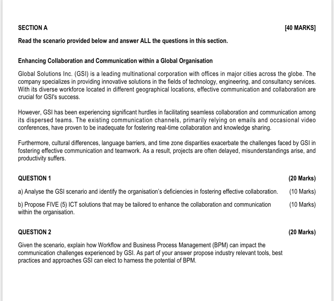 Solved SECTION A[40 ﻿MARKS]Read the scenario provided below | Chegg.com
