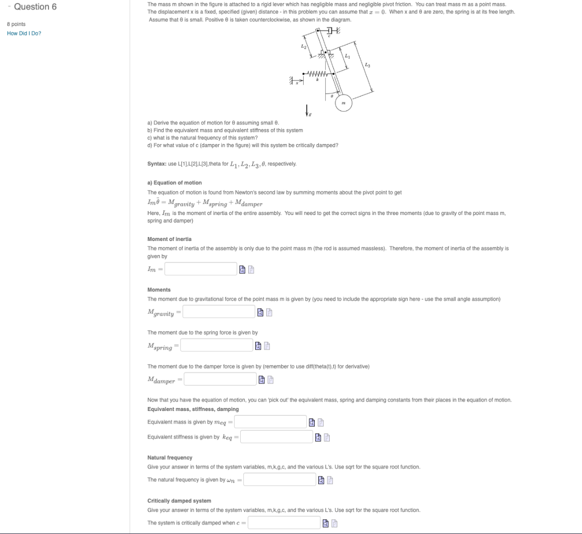 Solved Question 68 ﻿pointsHow Did I Do?The mass m ﻿shown in | Chegg.com