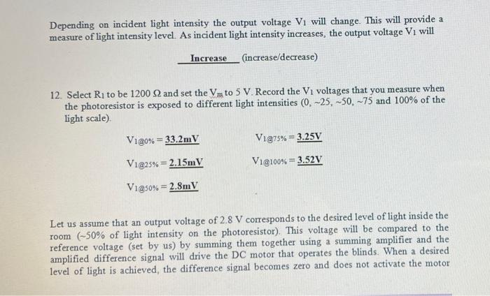 Solved Part C: Automatic Light Level Control Circuit Imagine | Chegg.com