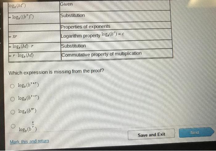 Solved log, (MM) Given log, (**)) Substitution X Properties | Chegg.com