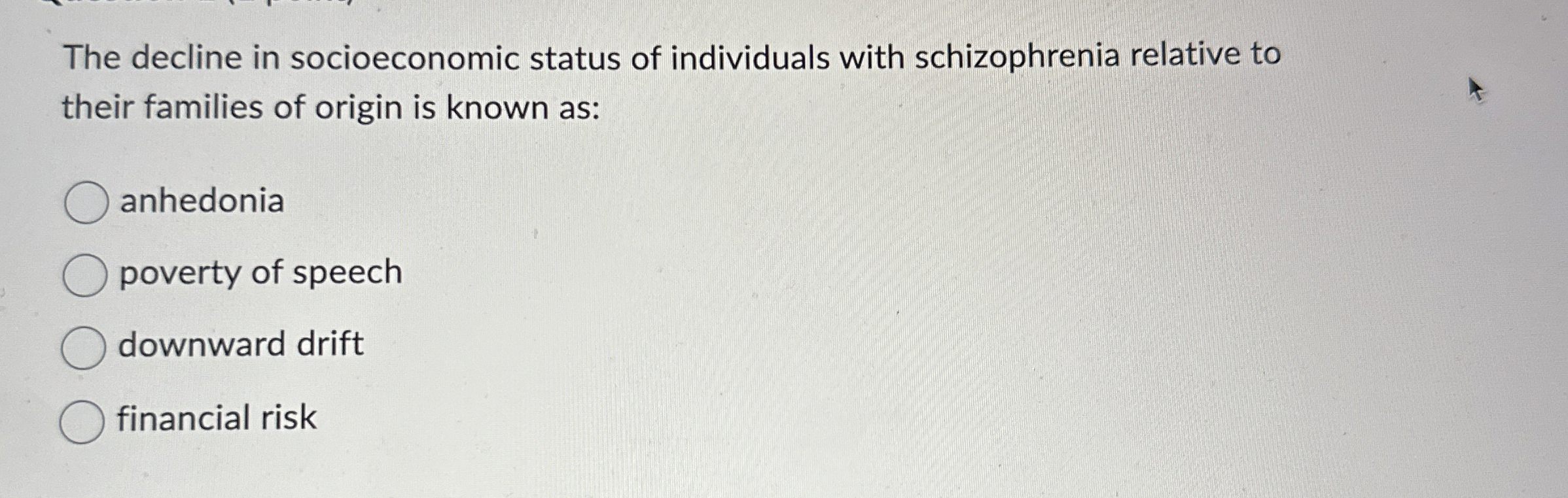Solved The decline in socioeconomic status of individuals | Chegg.com