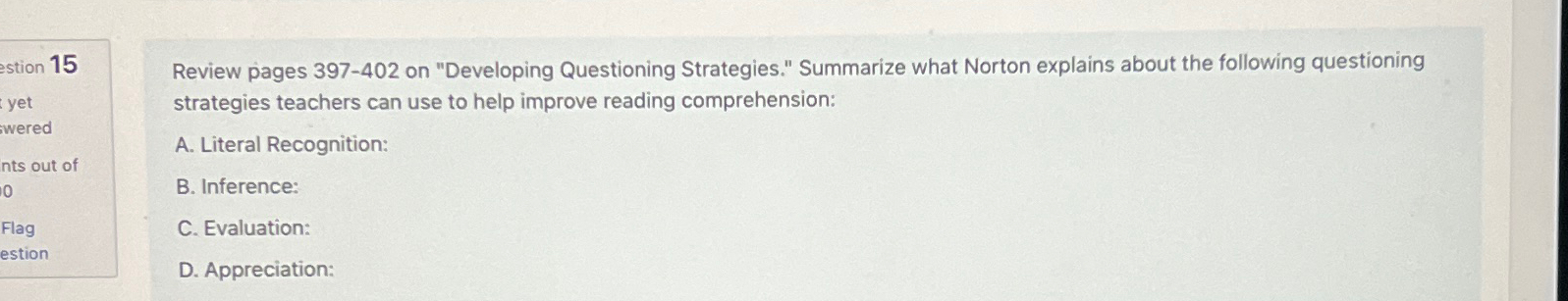 Solved Review pages 397-402 ﻿on "Developing Questioning | Chegg.com