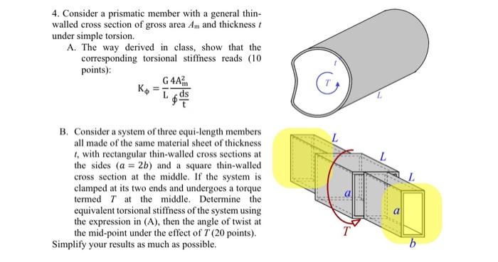 Solved 4. Consider a prismatic member with a general | Chegg.com