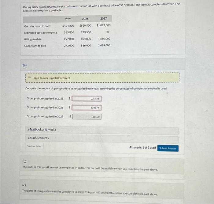 Solved During 2025, Blossom Company started a construction | Chegg.com