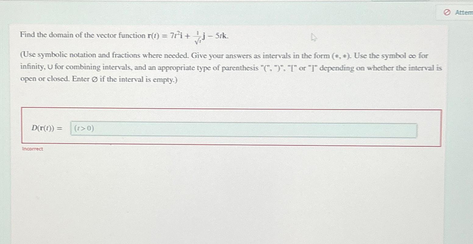 Solved Find the domain of the vector function | Chegg.com