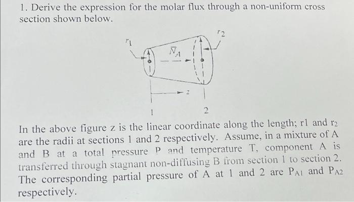 Solved 1. Derive the expression for the molar flux through a | Chegg.com