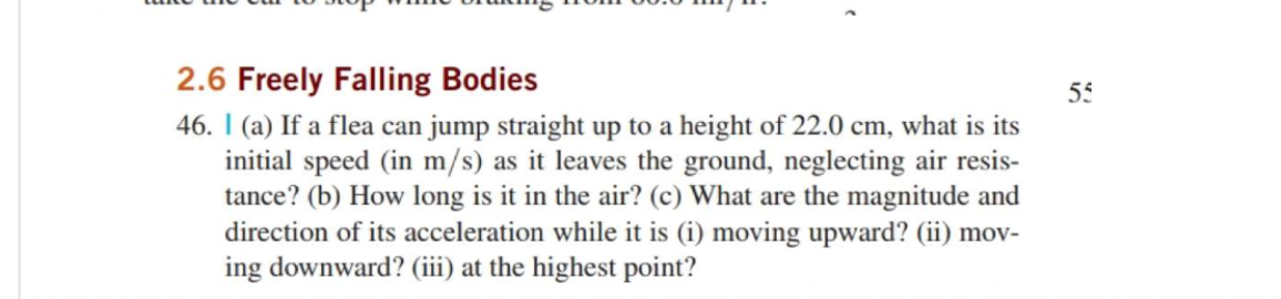 Solved 2.6 ﻿Freely Falling Bodies46. ﻿I (a) ﻿If a flea can | Chegg.com