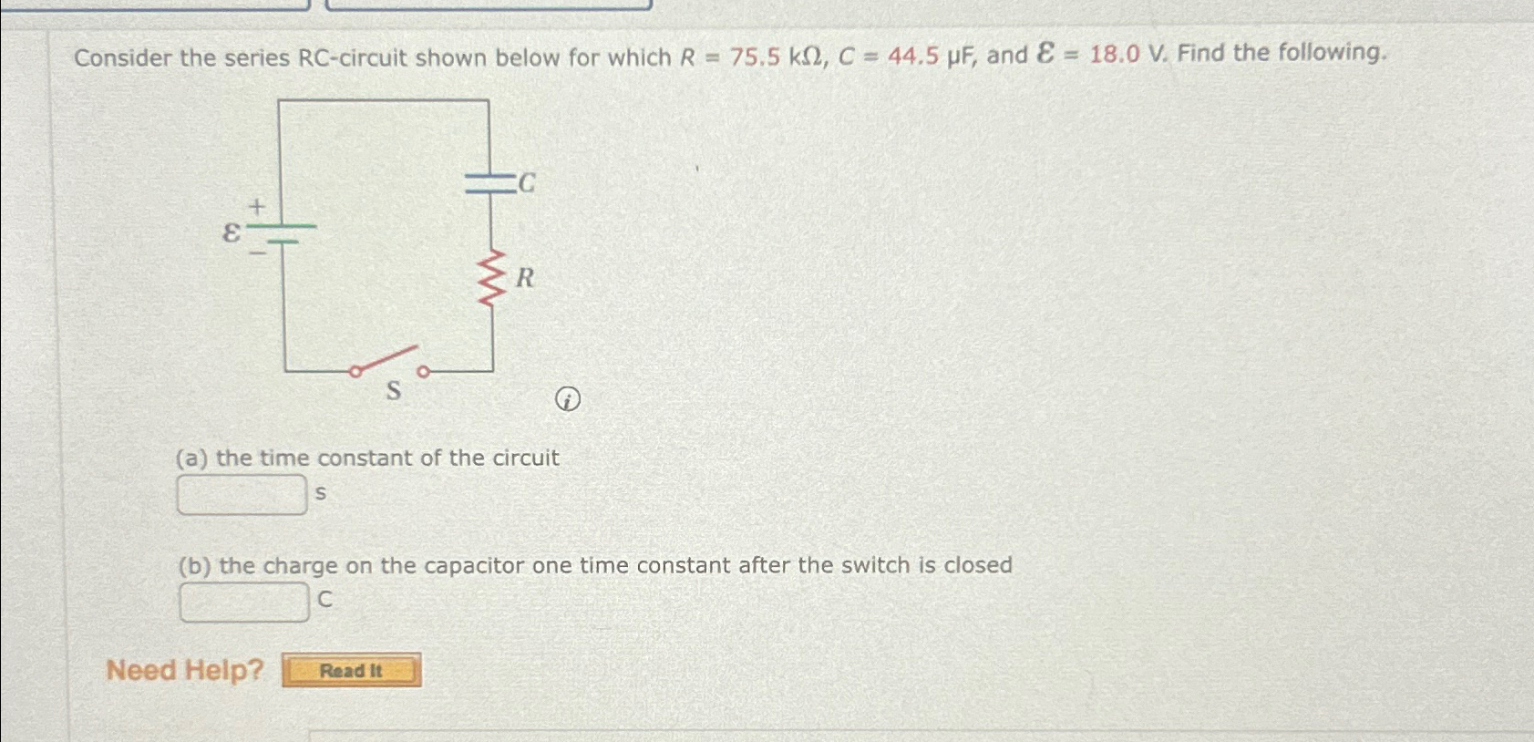 Consider the series RC-circuit shown below for which | Chegg.com