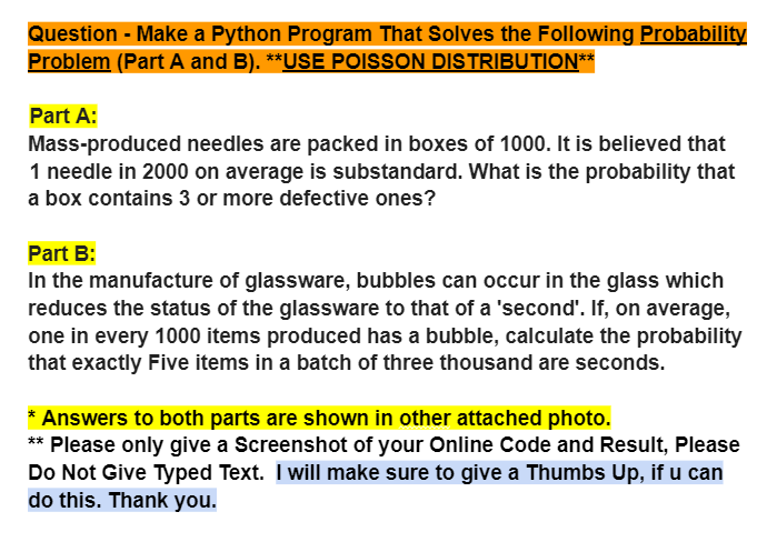 Solved Please create a Python Program that solves the | Chegg.com