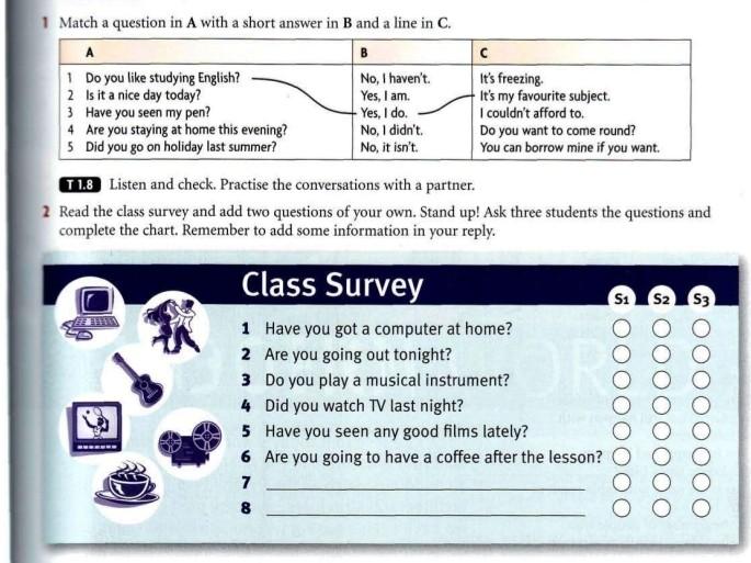 Solved 1 Match a question in A with a short answer in B and | Chegg.com