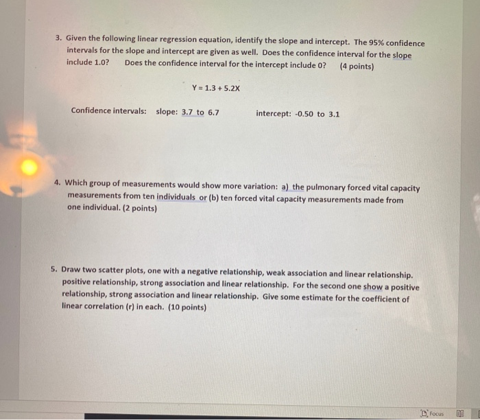 Solved 3. Given the following linear regression equation, | Chegg.com