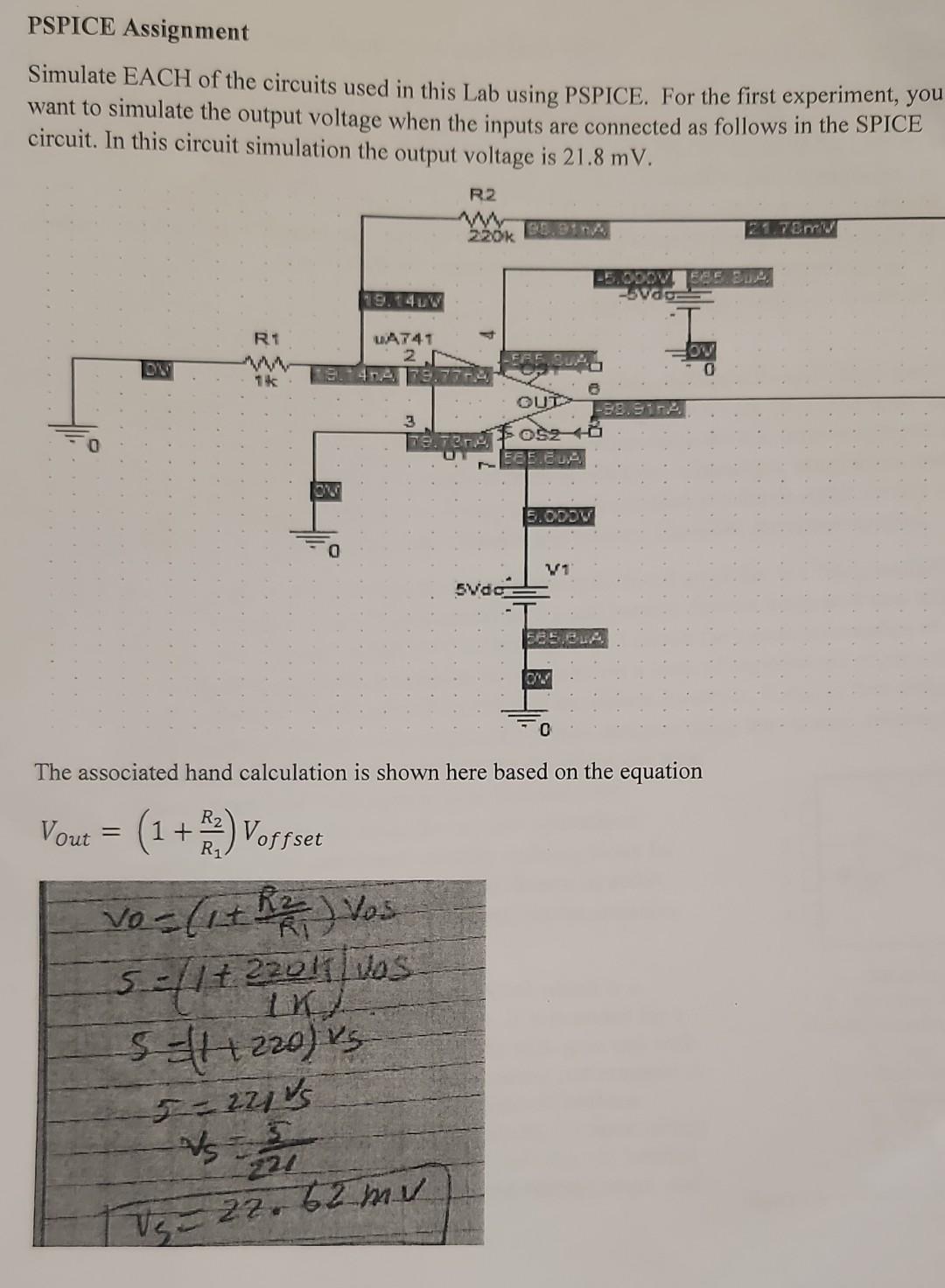 Experiment 1 - OpAmp Input Offset Voltage The symbol | Chegg.com