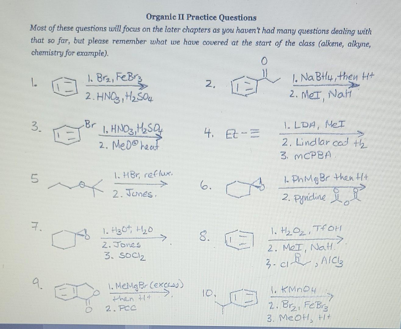 Solved Organic II Practice Questions Most of these questions | Chegg.com