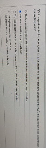 Solved Q3. ﻿In experimental Procedure, Part A.1.: For | Chegg.com