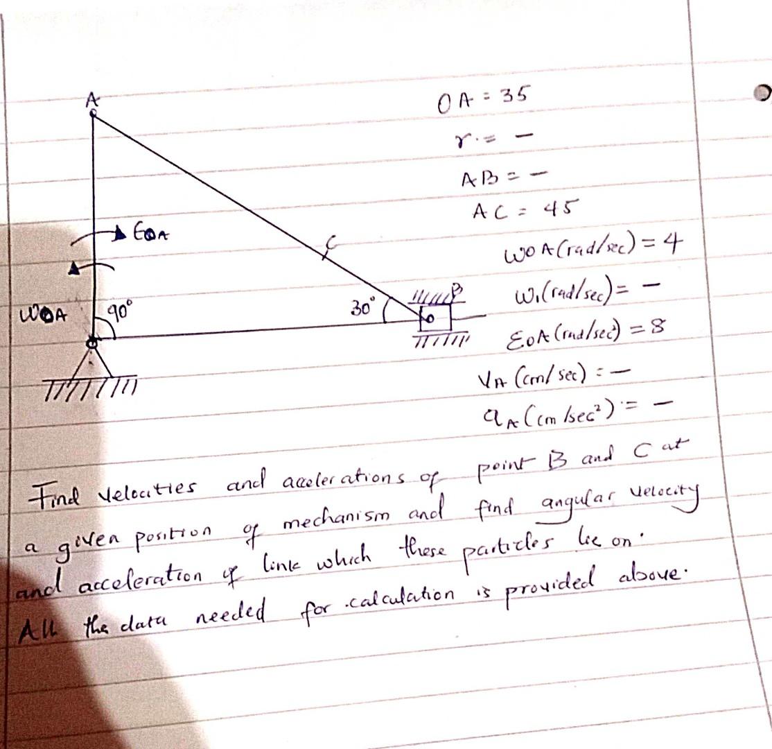 Solved WOA GOA OA = 35 - AB -- AC = 45 90⁰ 30° to 77777 Find | Chegg.com