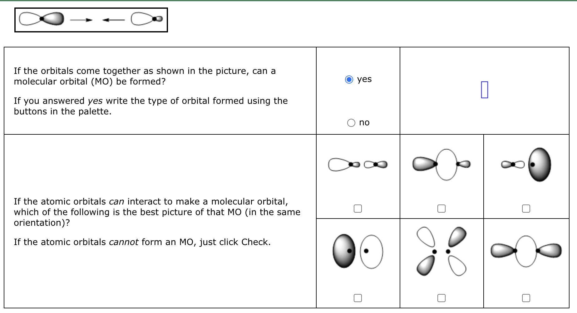 Solved If the orbitals come together as shown in the | Chegg.com