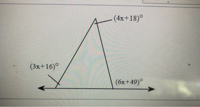 Solved (4x+18) (3x+16) (6x +49)º | Chegg.com