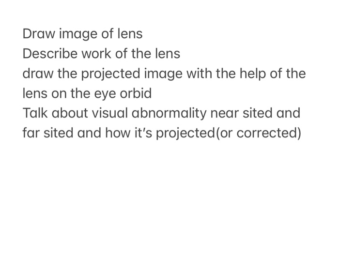 Solved Draw image of lens Describe work of the lens draw the | Chegg.com