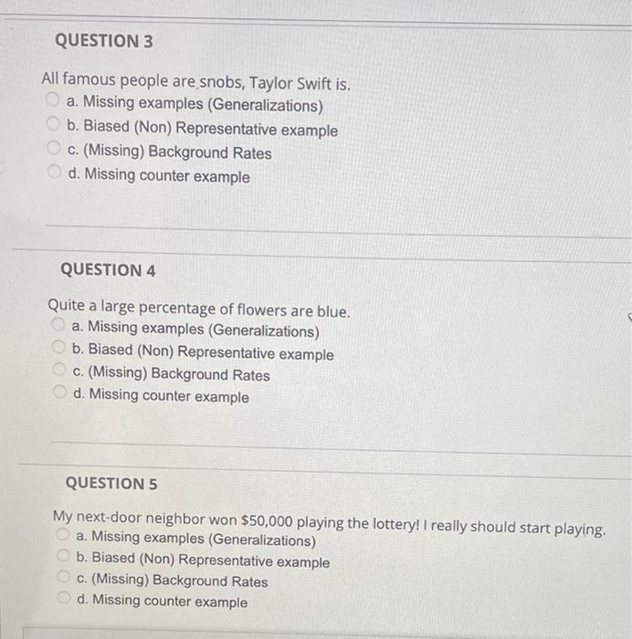 Solved QUESTION 3 All famous people are snobs, Taylor Swift | Chegg.com