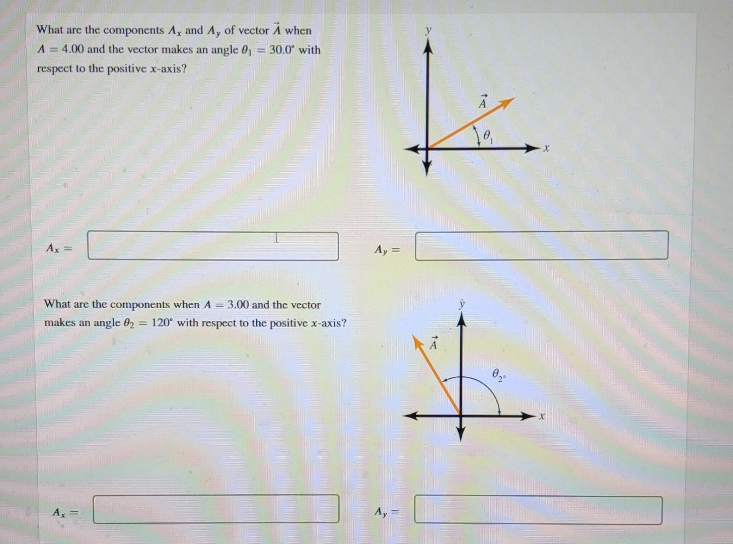 Solved What are the components Ax and A, of vector À when A | Chegg.com