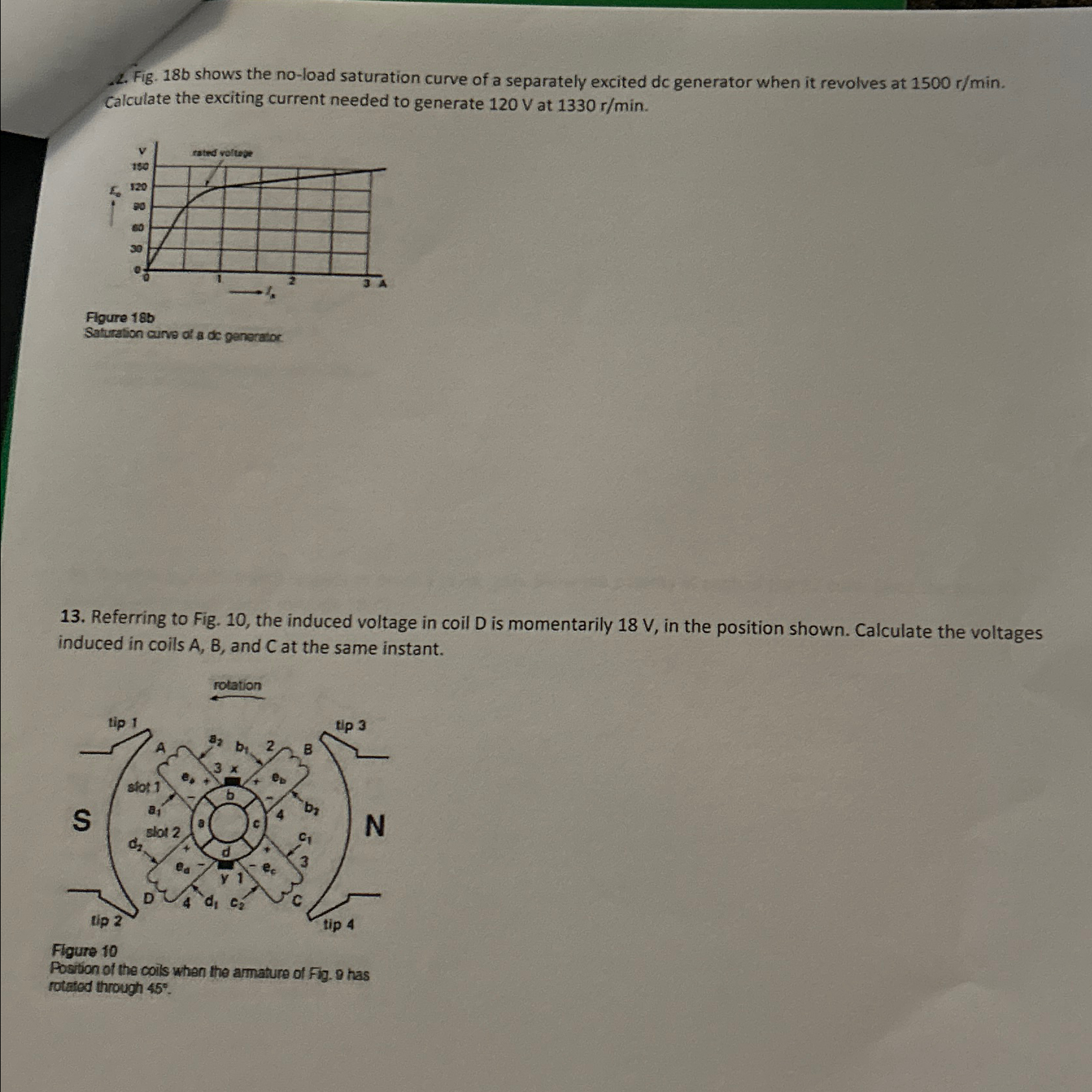 Solved 12. ﻿Fig. 18b ﻿shows the no-load saturation curve of | Chegg.com