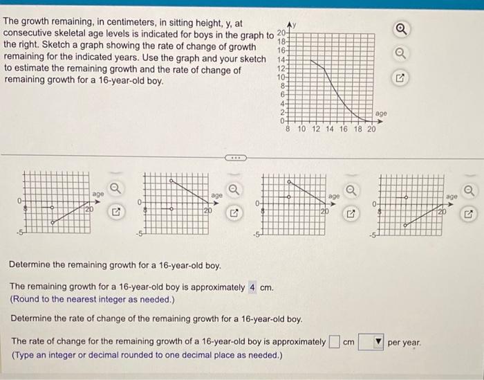 Solved The growth remaining, in centimeters, in sitting | Chegg.com