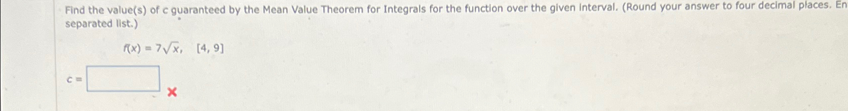 Solved Find the value(s) ﻿of c ﻿guaranteed by the Mean Value | Chegg.com