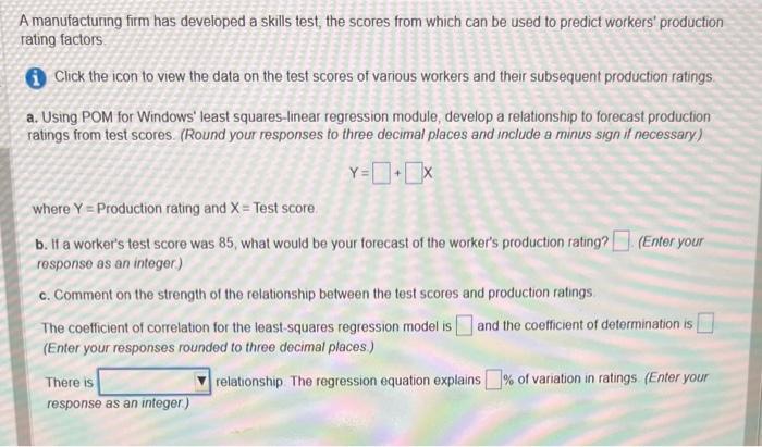 Solved A manufacturing firm has developed a skills test, the | Chegg.com