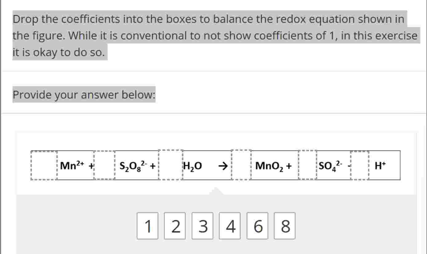 Solved Drop the coefficients into the boxes to balance the | Chegg.com