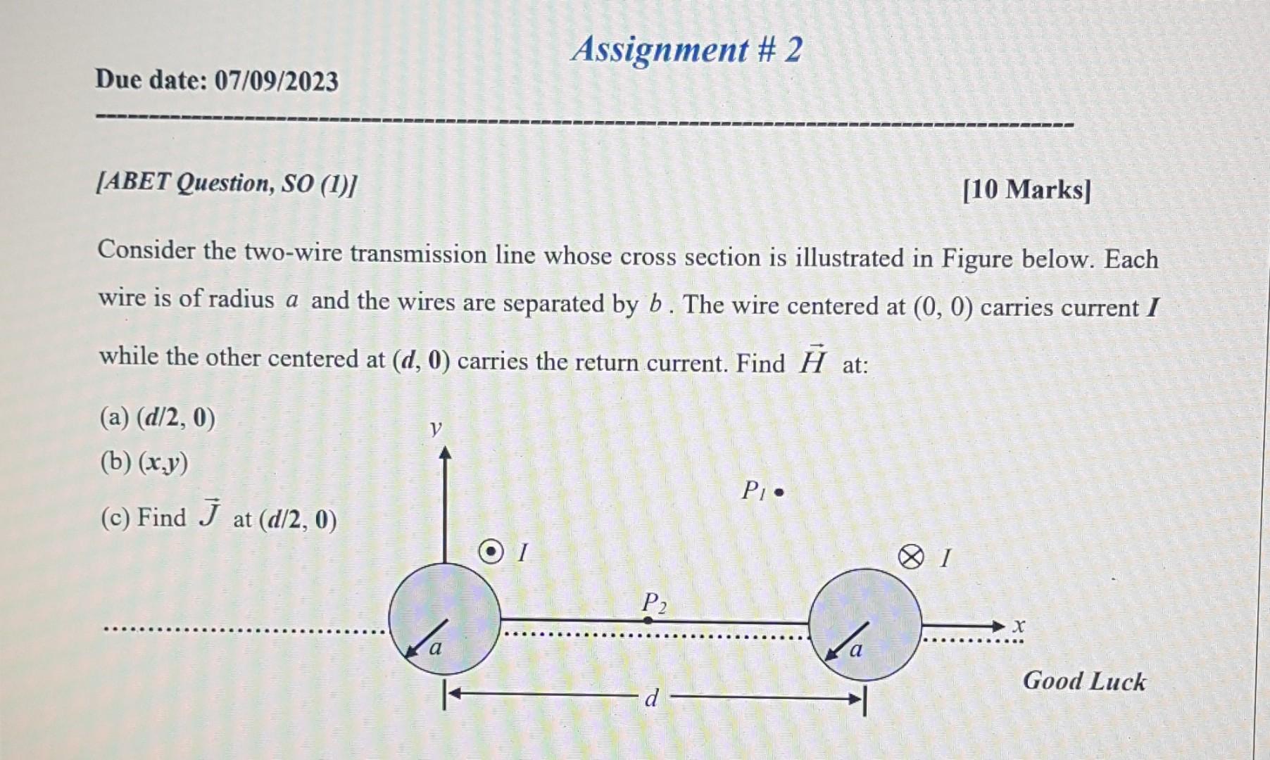 Solved Consider the two-wire transmission line whose cross | Chegg.com