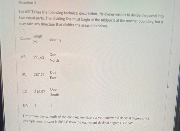 Solved Situation 3 Lot ABCD has the following technical | Chegg.com