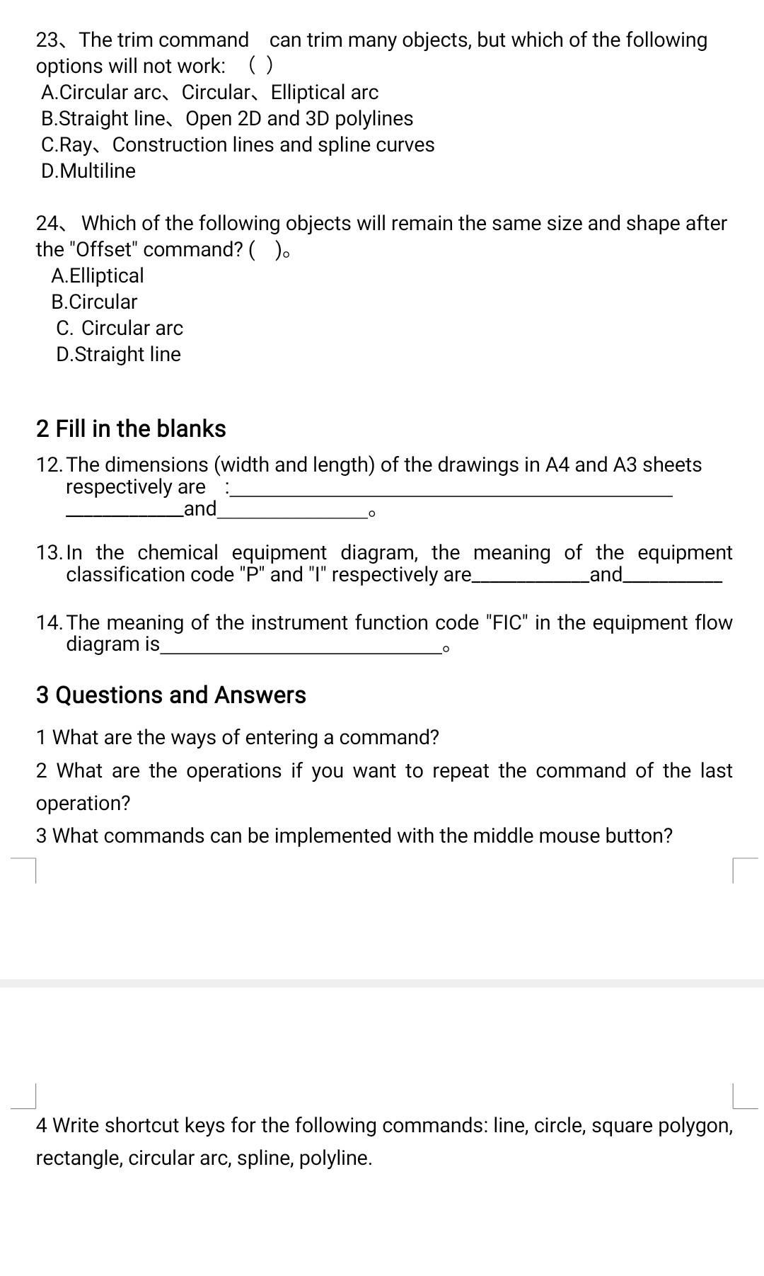 Solved 23、 The Trim Command Can Trim Many Objects But Which