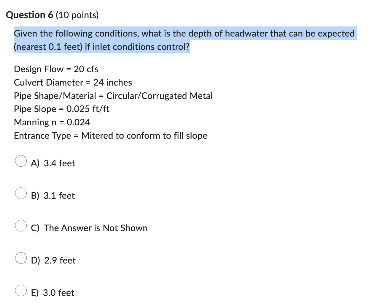 Solved Given the following conditions, what is the depth of | Chegg.com