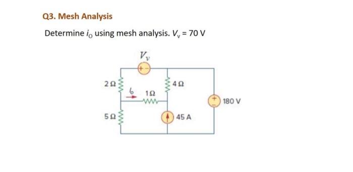 Solved Q3. Mesh Analysis Determine i using mesh analysis. V₁ | Chegg.com