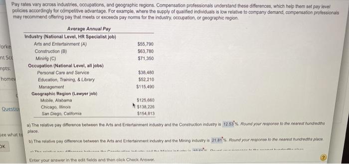 Solved Pay rates vary across industries, occupations, and | Chegg.com