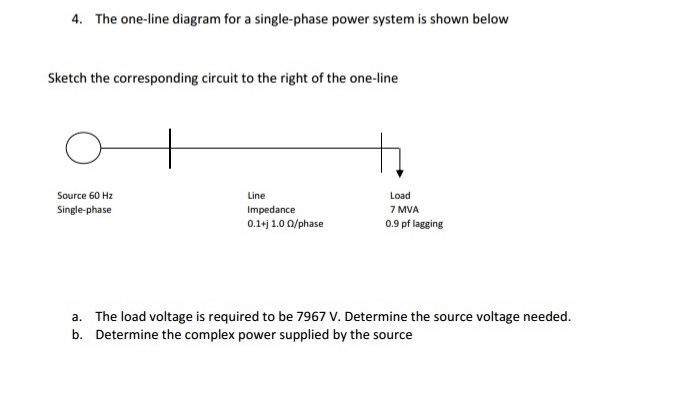 Solved 4. The one-line diagram for a single-phase power | Chegg.com