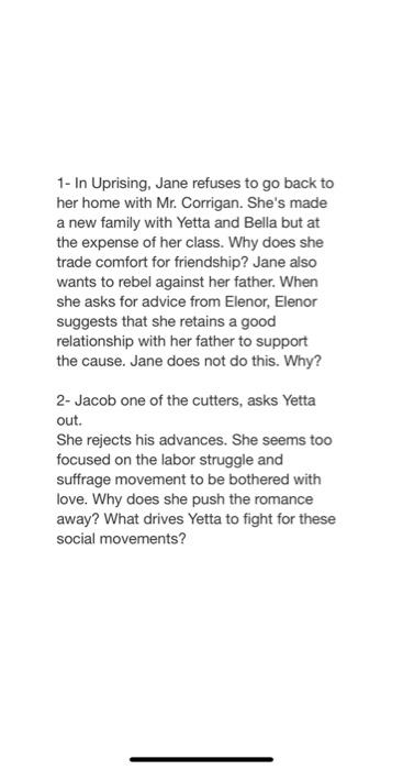 1- In Uprising, Jane refuses to go back to her home | Chegg.com