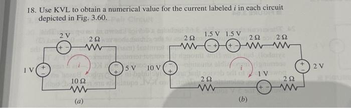 18. Use KVL to obtain a numerical value for the | Chegg.com