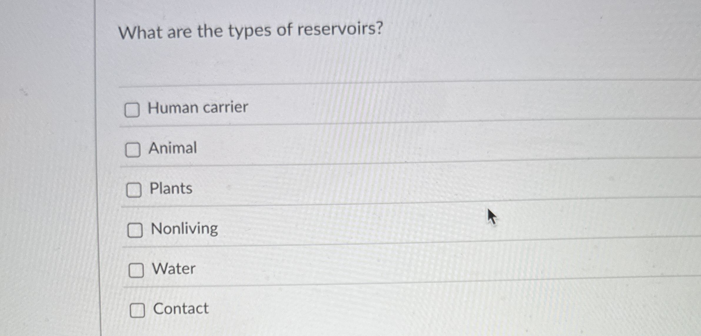 Solved What are the types of reservoirs?Human | Chegg.com