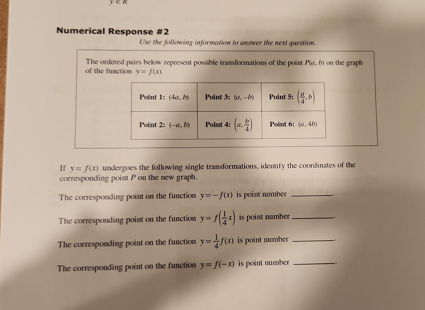 Solved The ordered pairs below represent possible | Chegg.com