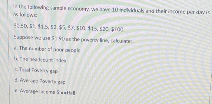 Solved In the following sample economy, we have 10 | Chegg.com