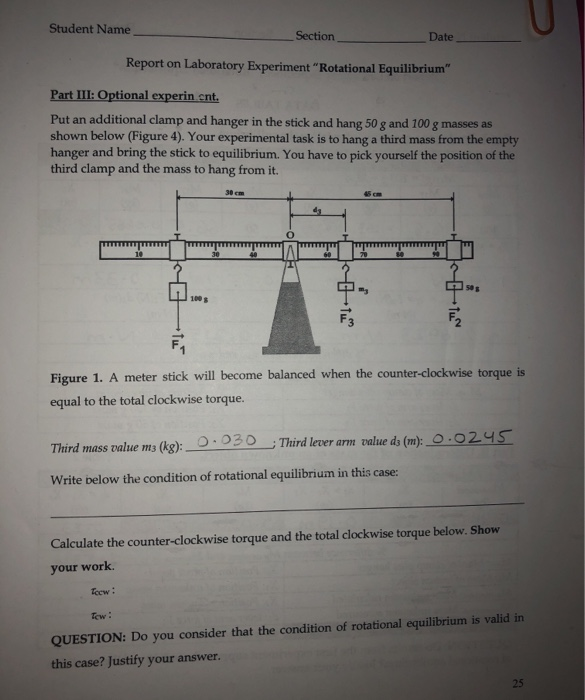 Solved Student Name Section Date Report on Laboratory | Chegg.com