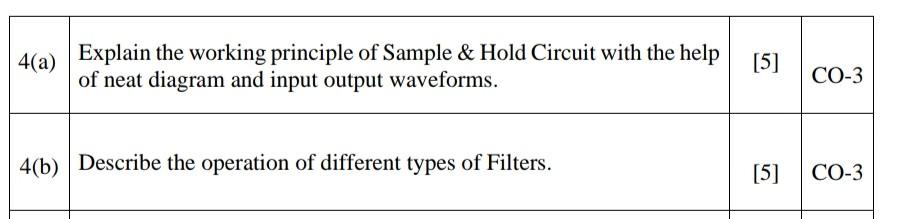 Solved 4(a) Explain the working principle of Sample & Hold | Chegg.com