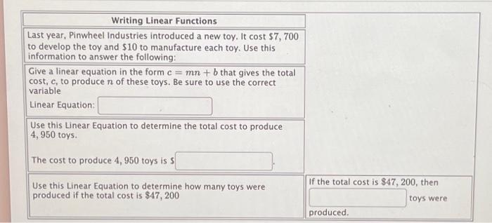 Solved Writing Linear Functions Last Year Pinwheel
