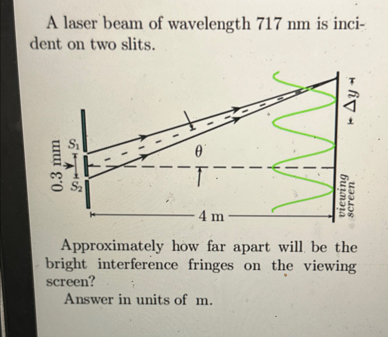 Solved A laser beam of wavelength 717nm ﻿is incident on two | Chegg.com
